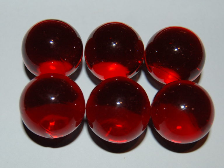 6 Ruby Red SHOOTER Marbles 1" Made in America - MarbleMary.Com