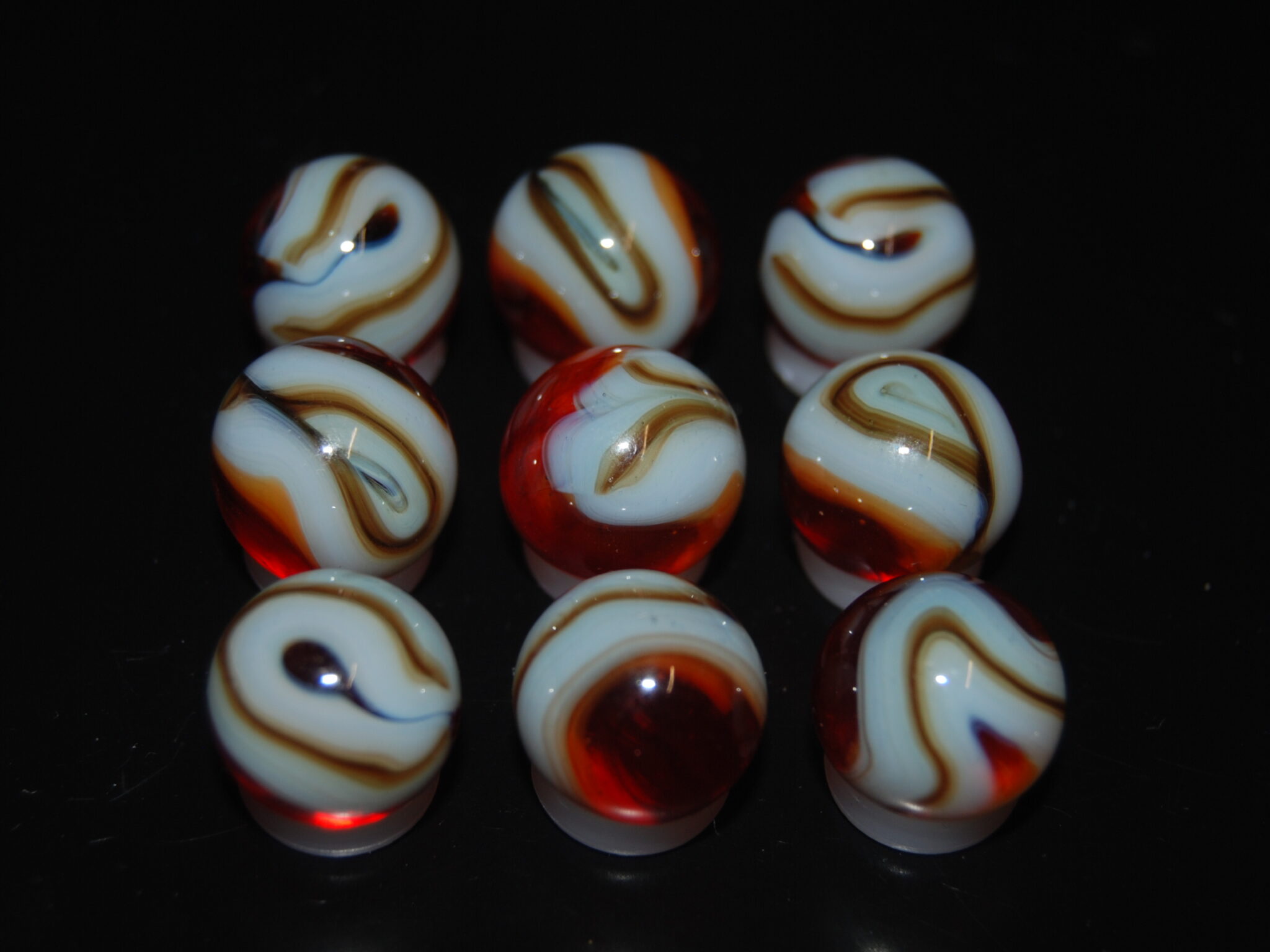 9 Beautiful Jabo/Vitro Classic Marbles Made In Reno, Ohio - MarbleMary.Com