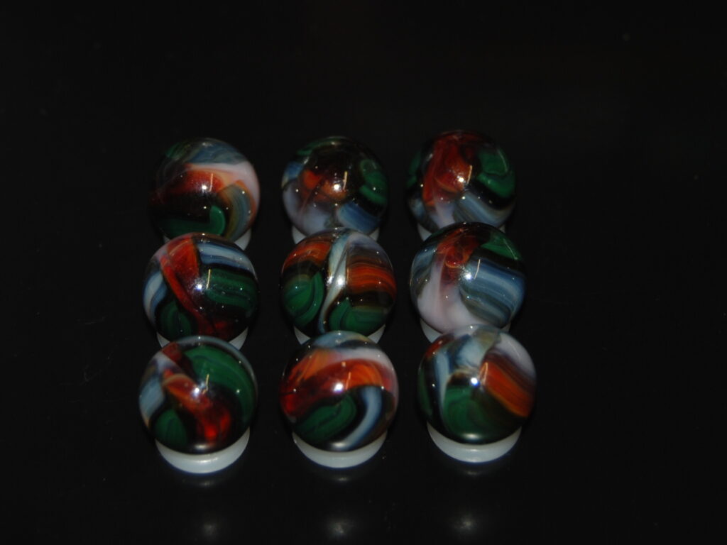 9 Beautiful Jabo/Vitro Classic Marbles Made In Reno, Ohio - MarbleMary.Com