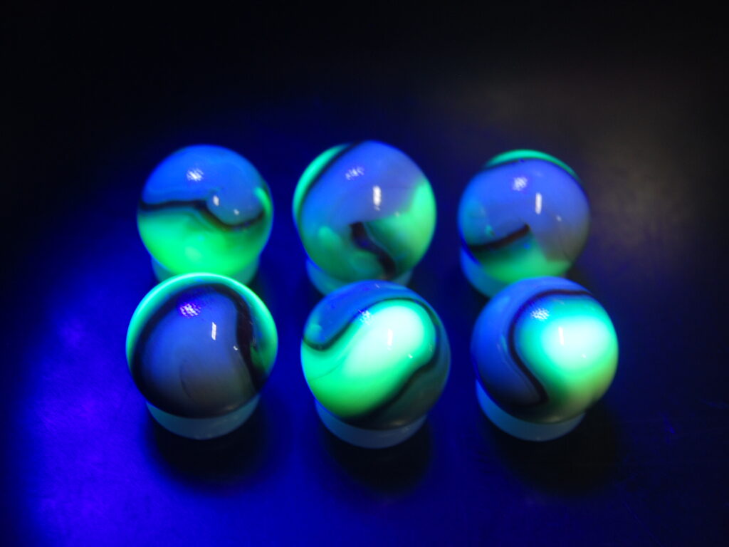 6 Jabo Co. Classic UV Marbles Glow Under Blacklight Collector Set ...